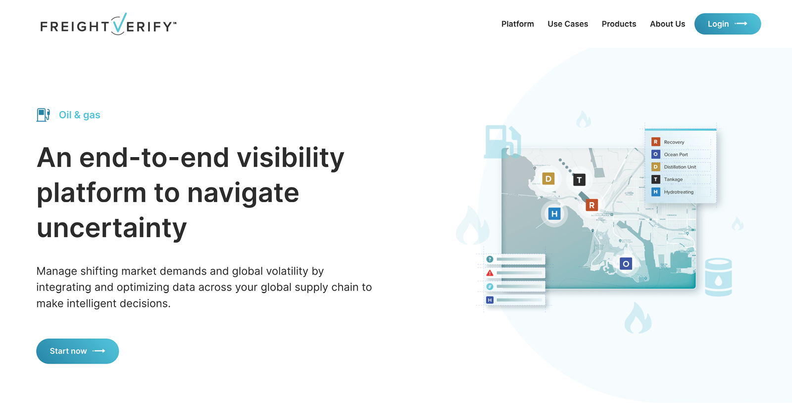 Real-time transportation visibility RTTV supply chain software for oil, gas and energy renewable ...